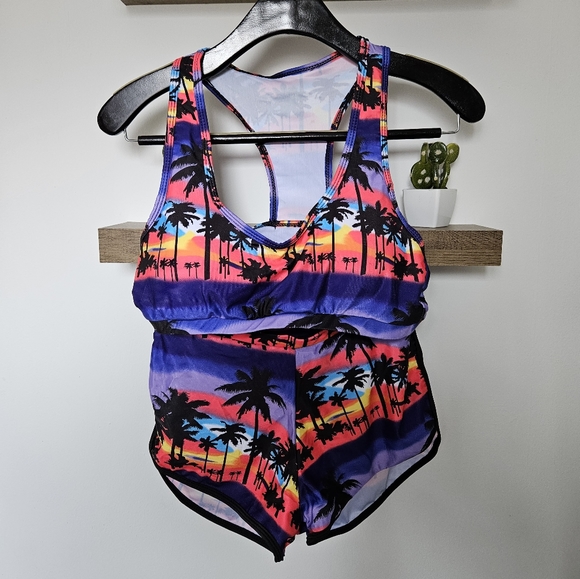 Cupshe | Swim | Tropical Island Swimsuit Boy Short Swoop Neck Two Piece ...